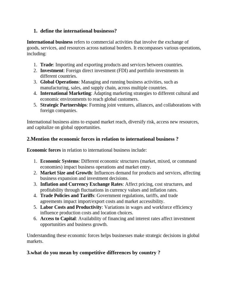 Define The International Businesss | PDF | International Business ...