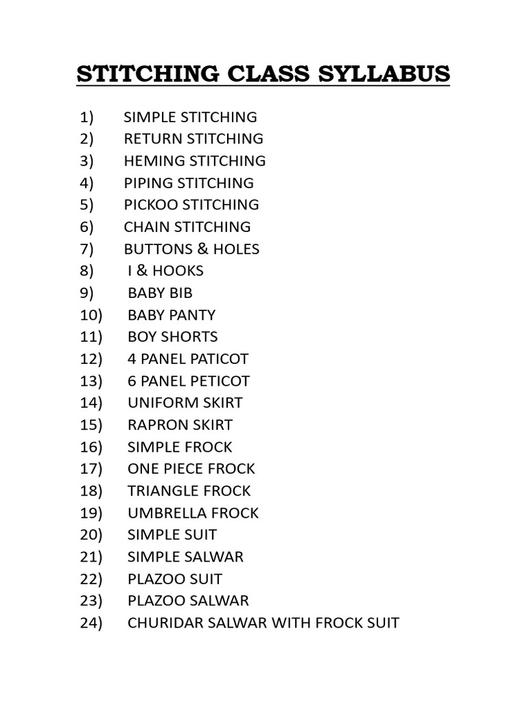 2018544137-Stitching Class Syllabus | PDF