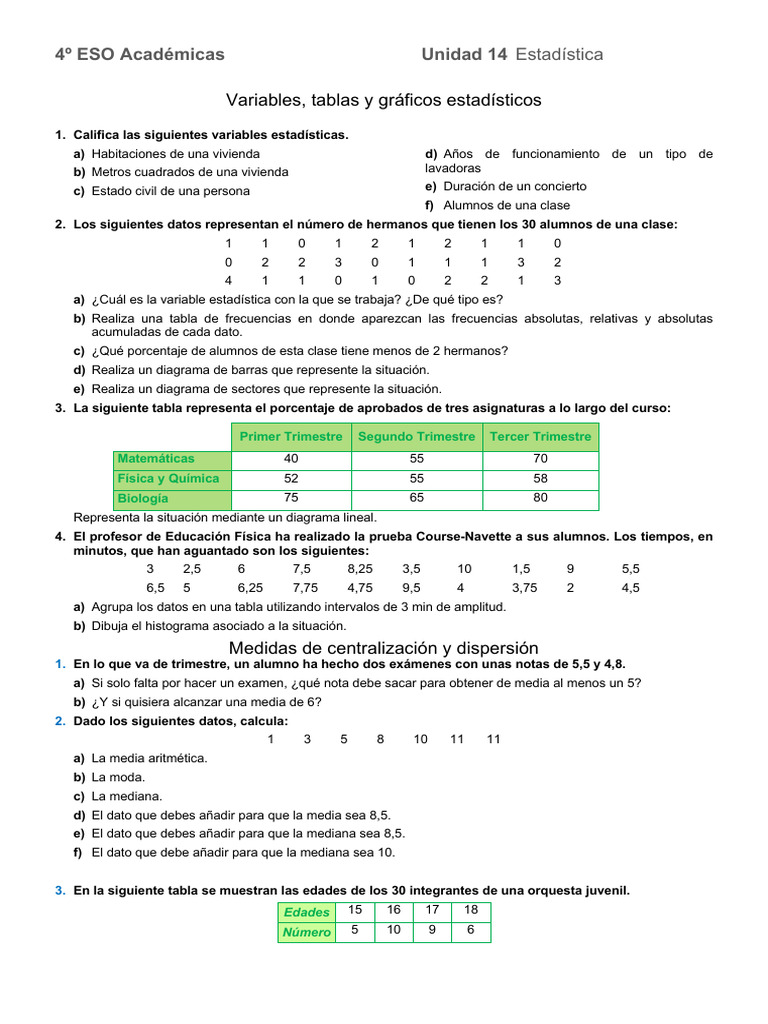 Ficha T14 (1) | PDF | Mediana | Desviación Estándar