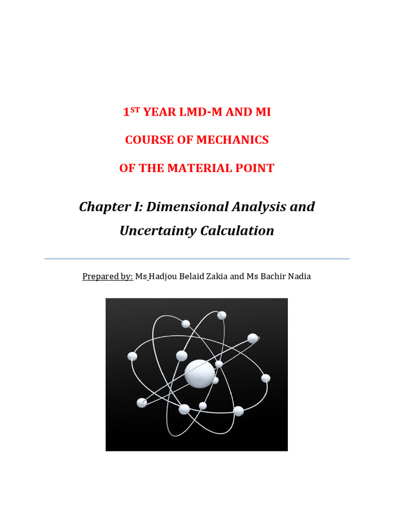 Chapter I Dimensional Analysis 2023-2024 in English | PDF ...