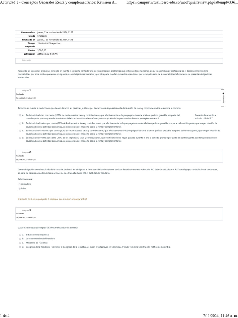 Actividad 1 - Conceptos Generales Renta y Complementarios - Revisión Del Intento - CampusVirtual ...