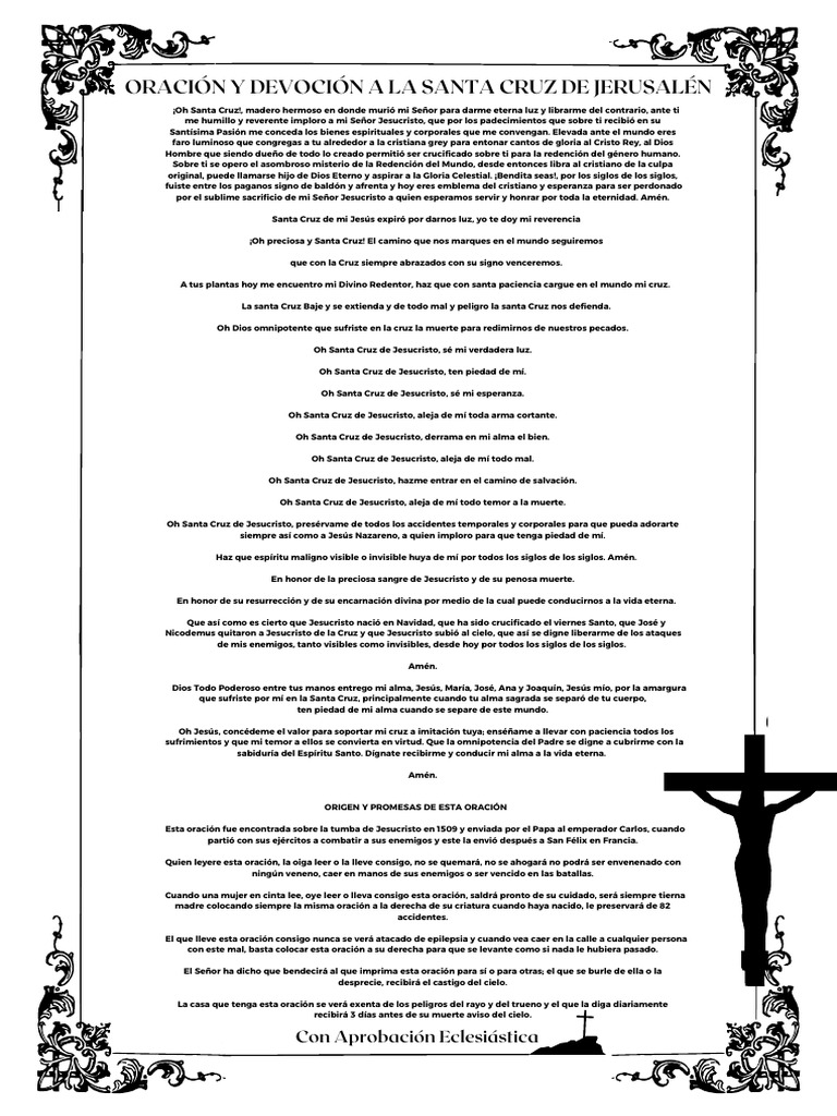 Oración A La Santa Cruz De Jerusalén Pdf Jesús Dios