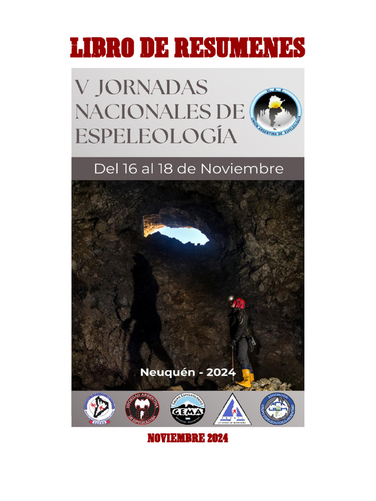 Libro de Resúmenes V Jornadas Nacionales de Espeleología Argentina | PDF | Turismo | Geología