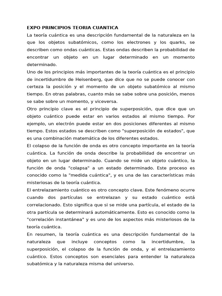 Expo Principios Teoria Cuantica | PDF