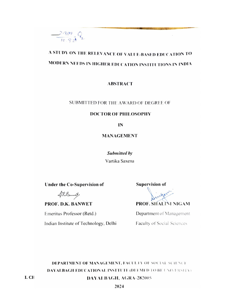 Revised ABSTRACT - SUMMARY | PDF | Curriculum | Sample Size Determination