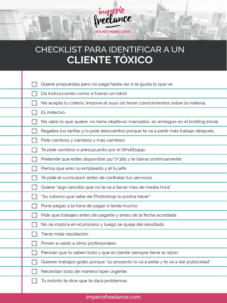 Checklist Cliente Toxico Imperiofreelance | PDF