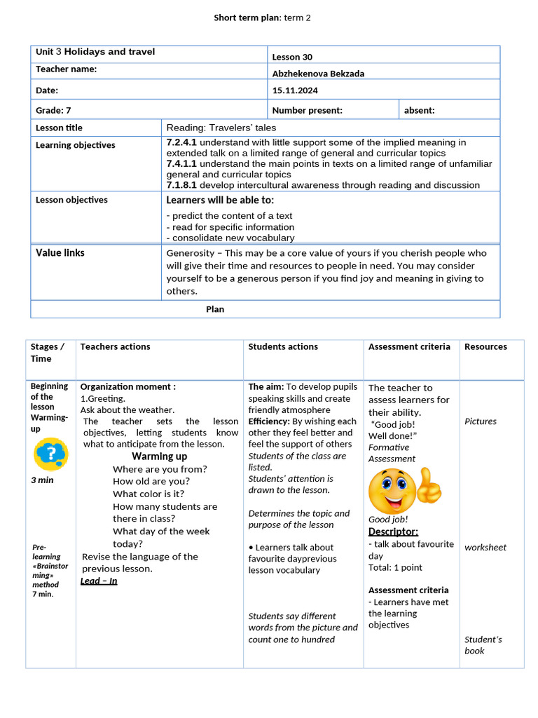 6 lesson 7 grade | PDF | Cognitive Science | Education Theory