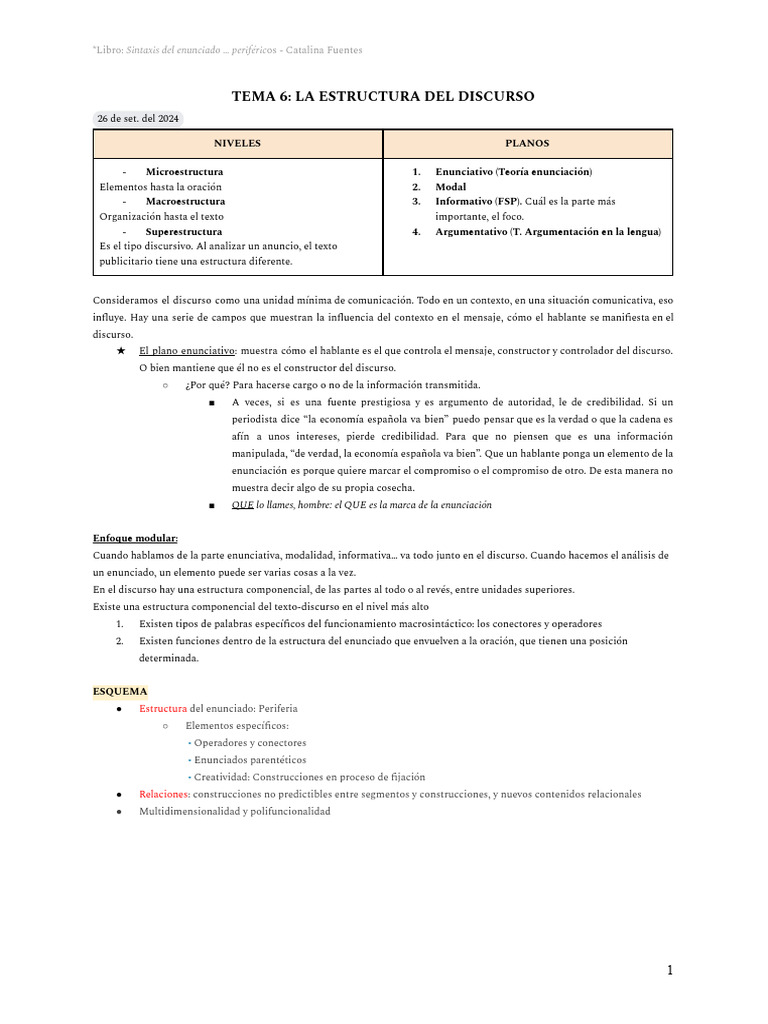 Tema 6 (2) - Estructura Del Discurso | PDF | Comunicación humana ...