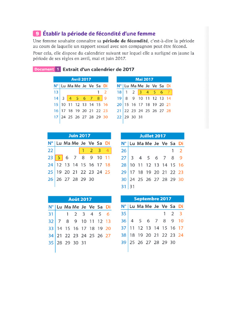 Exercice Avec Calendrier | PDF