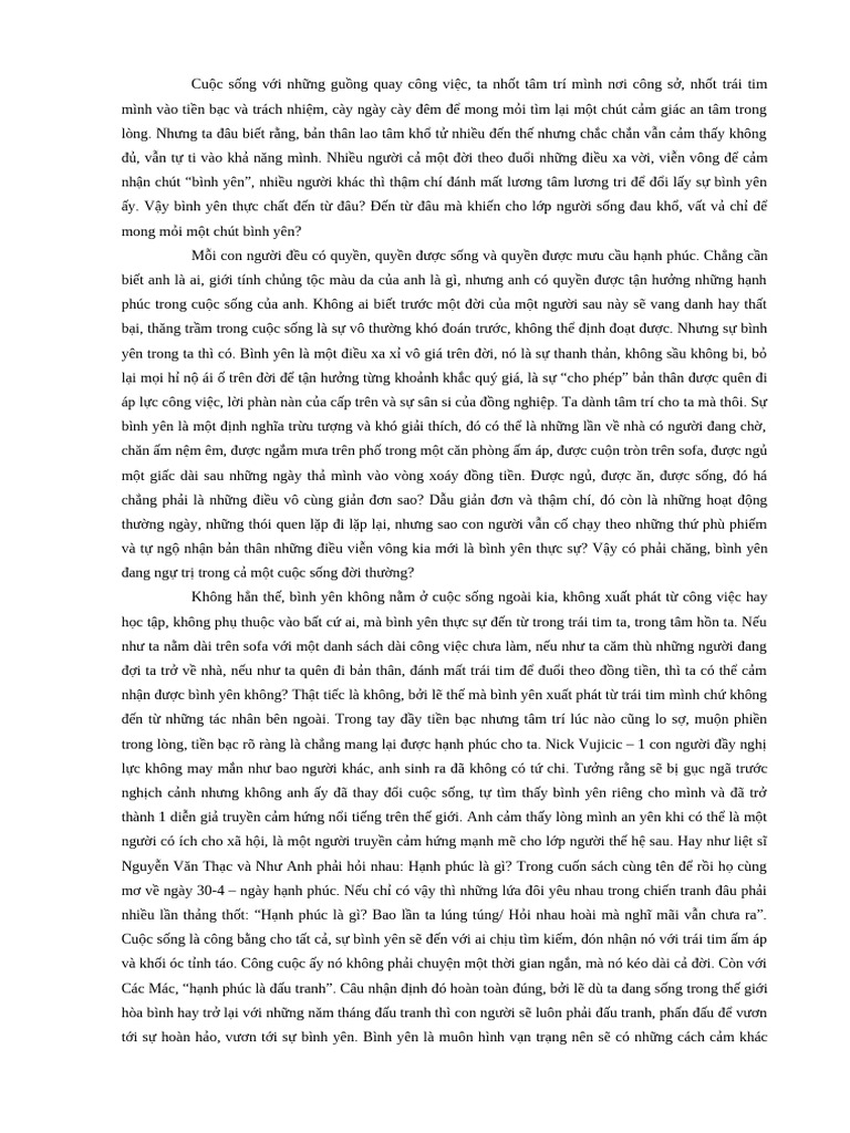 NLXH: Vai Trò C A Bình Yên | PDF