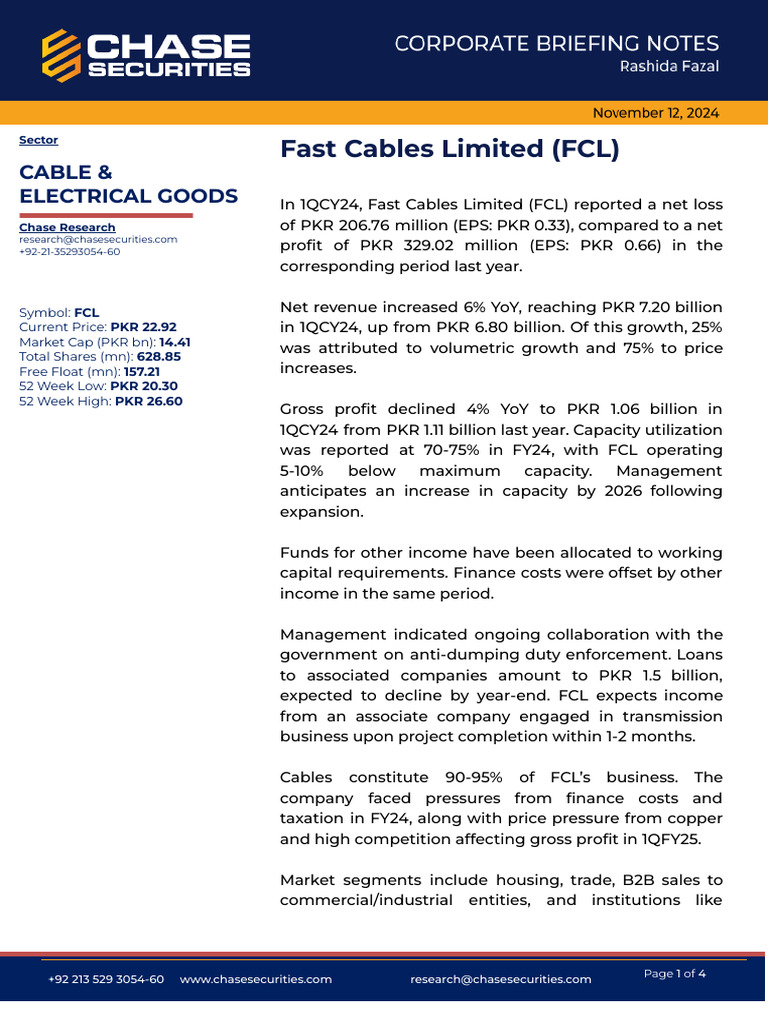 Corporate Briefing Notes - FCL | PDF | Taxes | Gross Income
