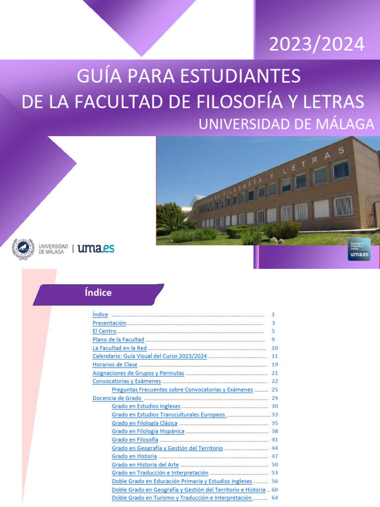 Guia para Estudiantes Facultad Filosofia y Letras 2023-2024 | PDF ...