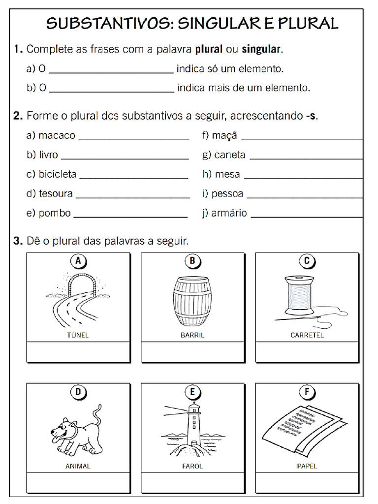 Atividades Singular e Plural | PDF