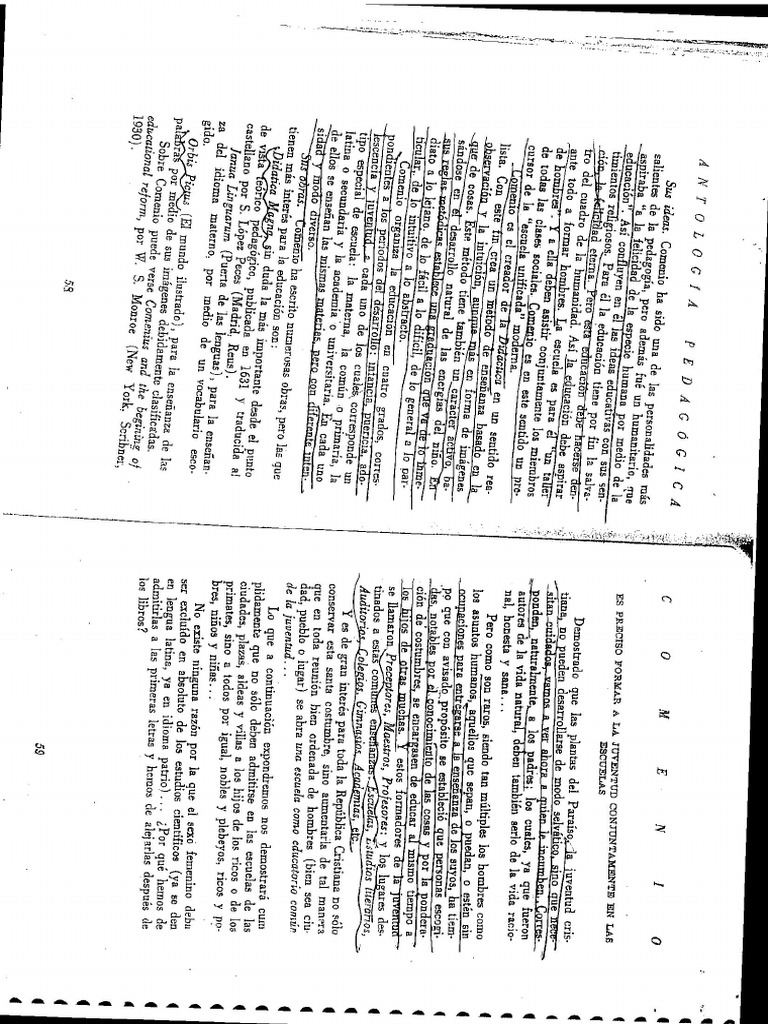 Actividad 1. Texto ANTOLOGÍA PEDAGÓGICA. Comenio | PDF