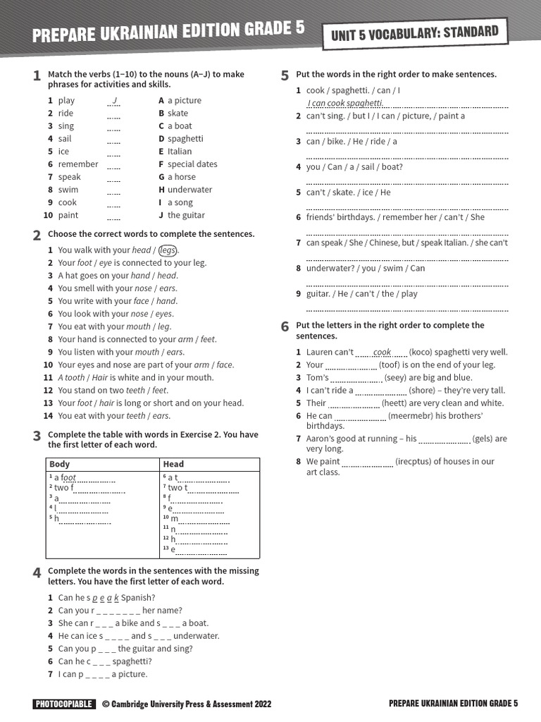 Vocabulary Activities for Grade 5 | PDF | Sentence (Linguistics) | Syntax