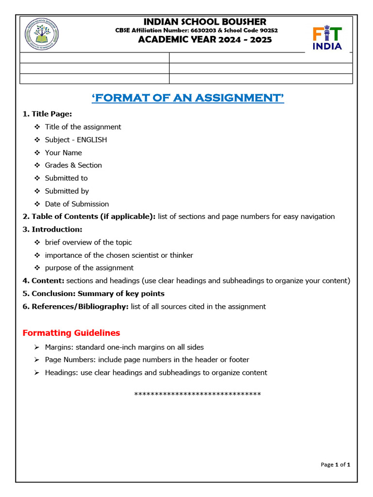 Format - Assignment - AY 2024-25 | PDF