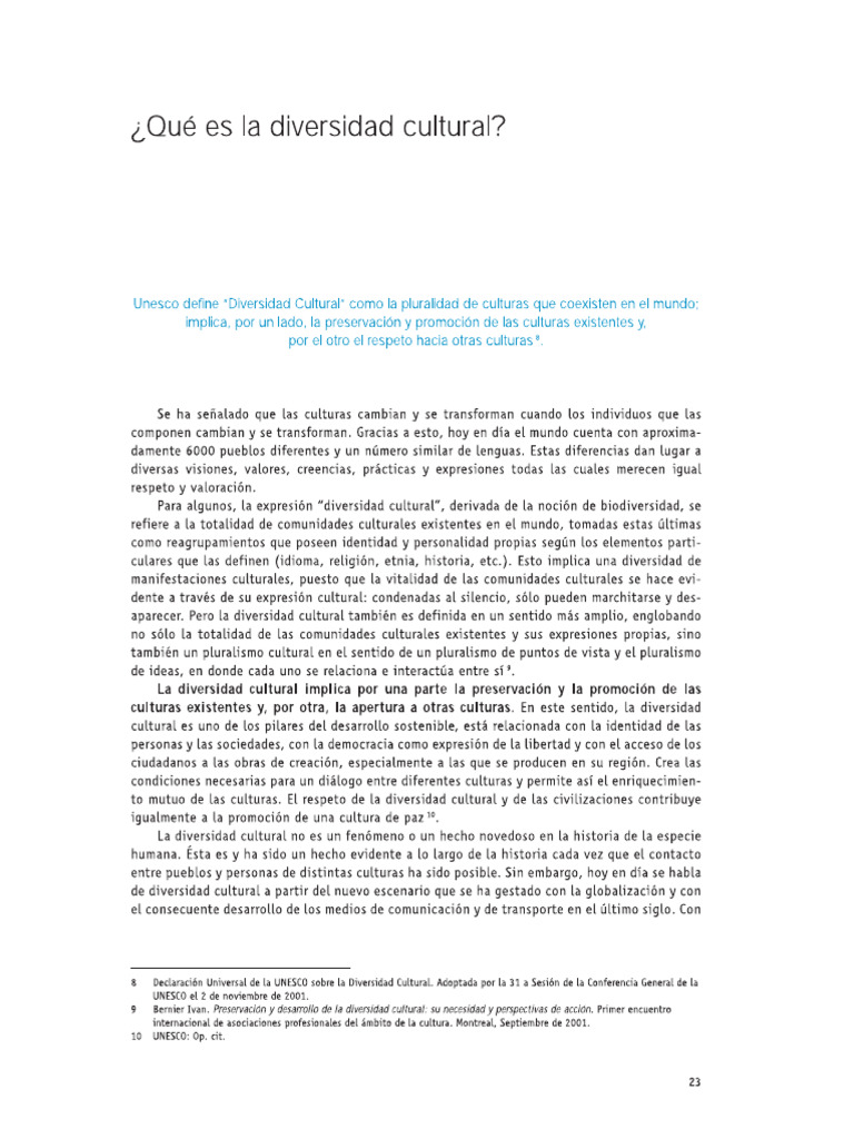 ONU - Diversidad Cultural | PDF