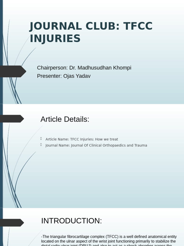 Journal Club - Tfcc Injuries | PDF | Limbs (Anatomy) | Clinical Medicine