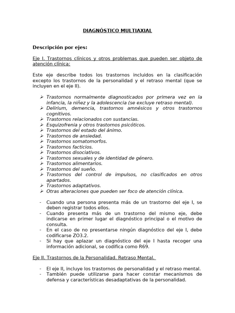 Diagnóstico Multiaxial | PDF | Psicología anormal | Sicología