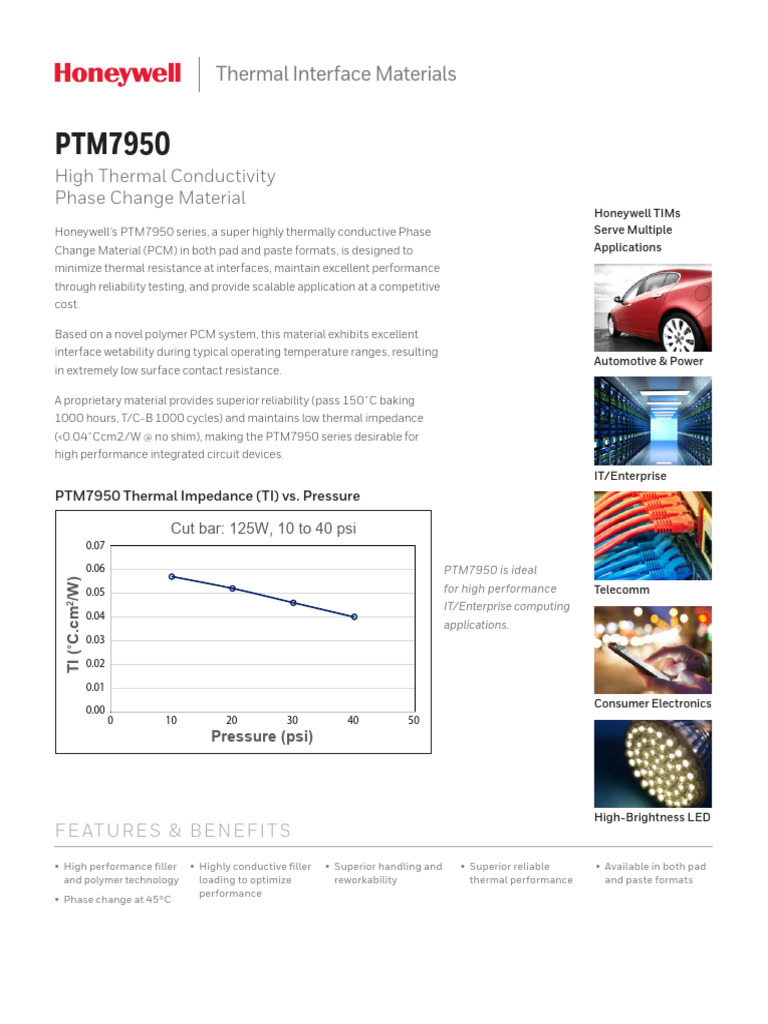 Honeywell PTM7950 Thermal Interface Material | PDF | Electrical ...