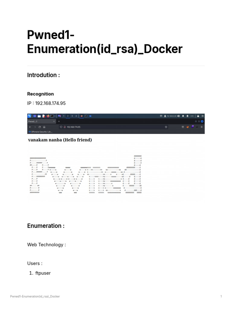 Pwned1-Enumeration (Id Rsa) Docker | PDF