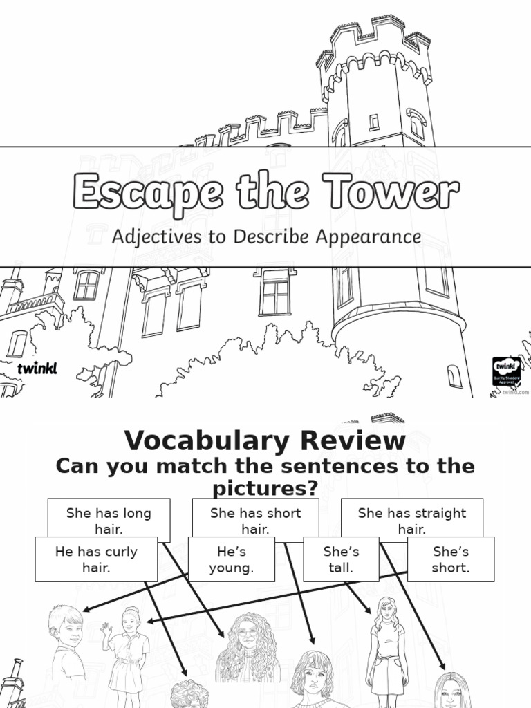 T MFL 429a Esl Escape The Room Adjectives of Appearance Black and White ...