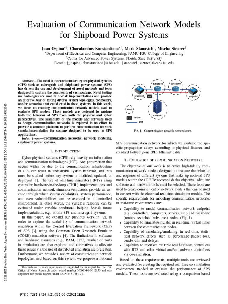 Evaluation of Communication Network Models For Shipboard Power Systems ...