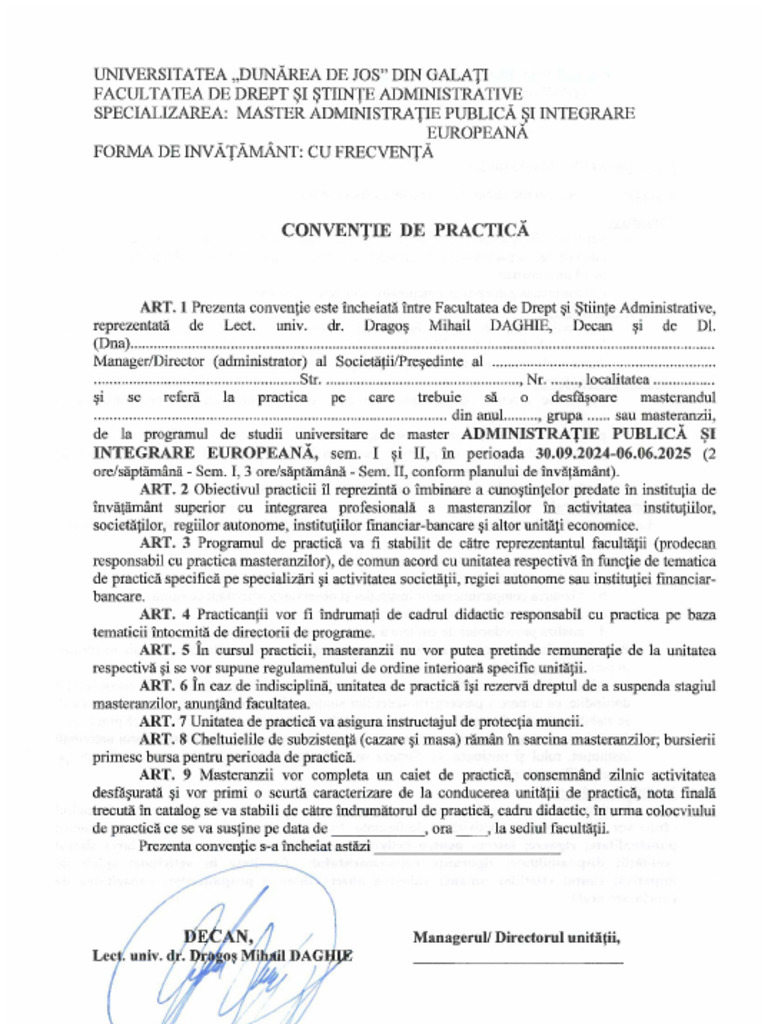 Conventie de Practica | PDF
