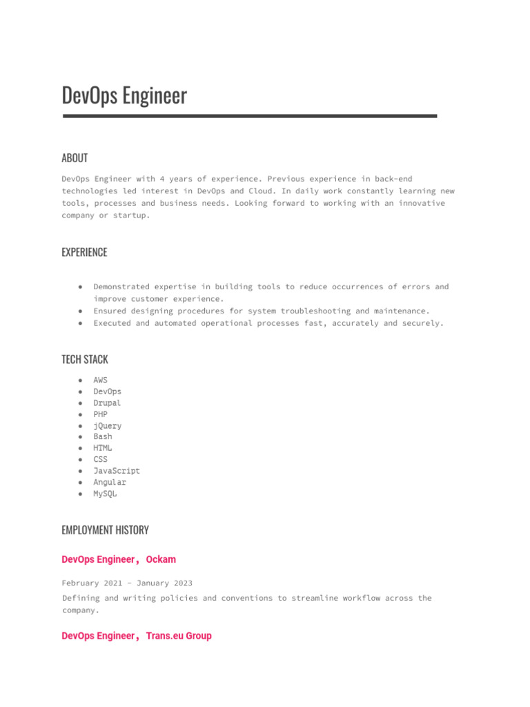 DevOps Engineer | PDF | Computers | Technology & Engineering