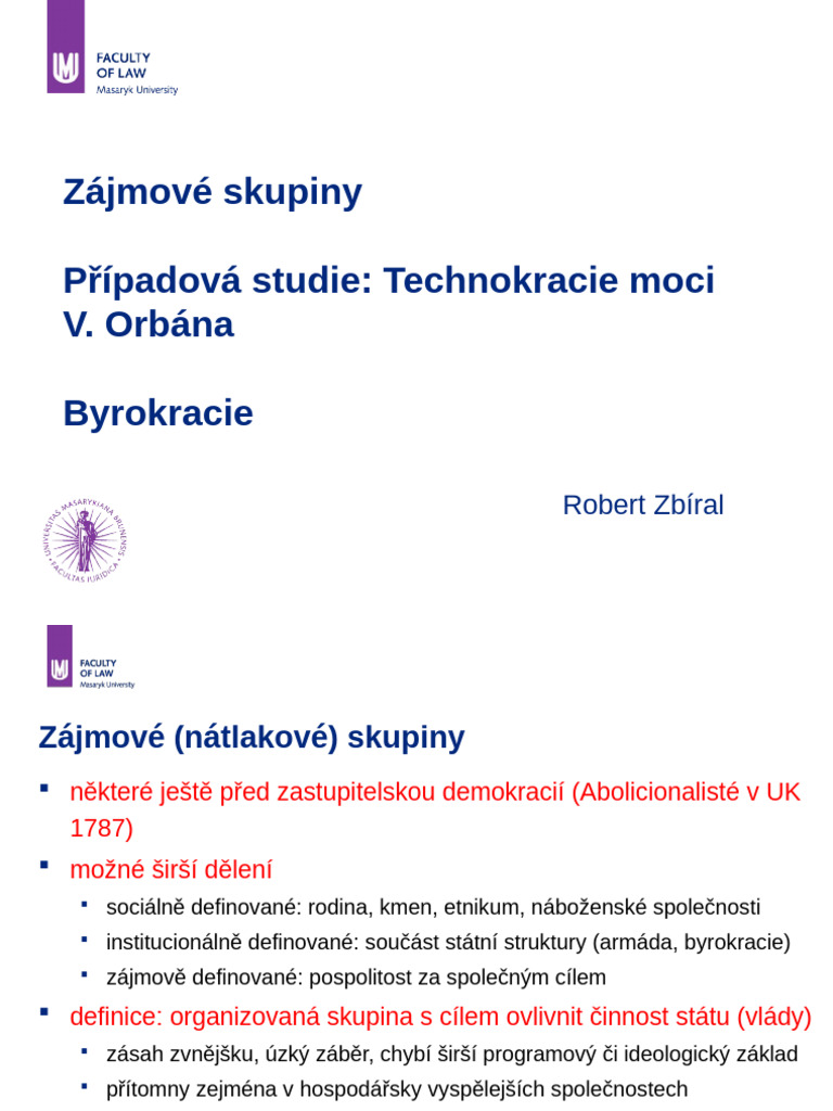 Prednaska 8 Orban Zajmove Skupiny Byrokracie 2023 | PDF