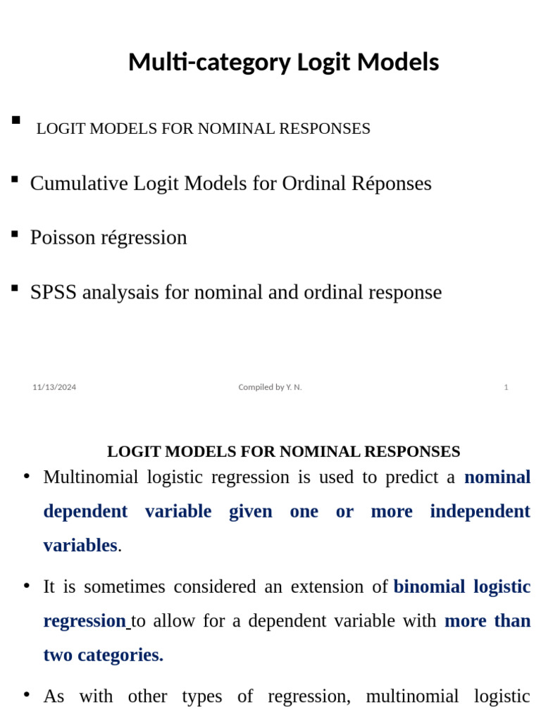 Multinomial & Ordinal LR Possion1 | PDF | Logistic Regression | Dependent And Independent Variables