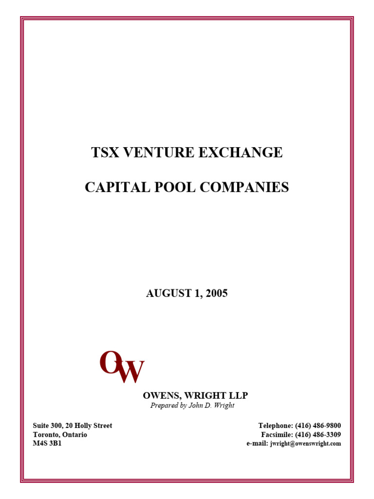 CPC - Canada Capital Pool Company Comprehensive Article | PDF ...