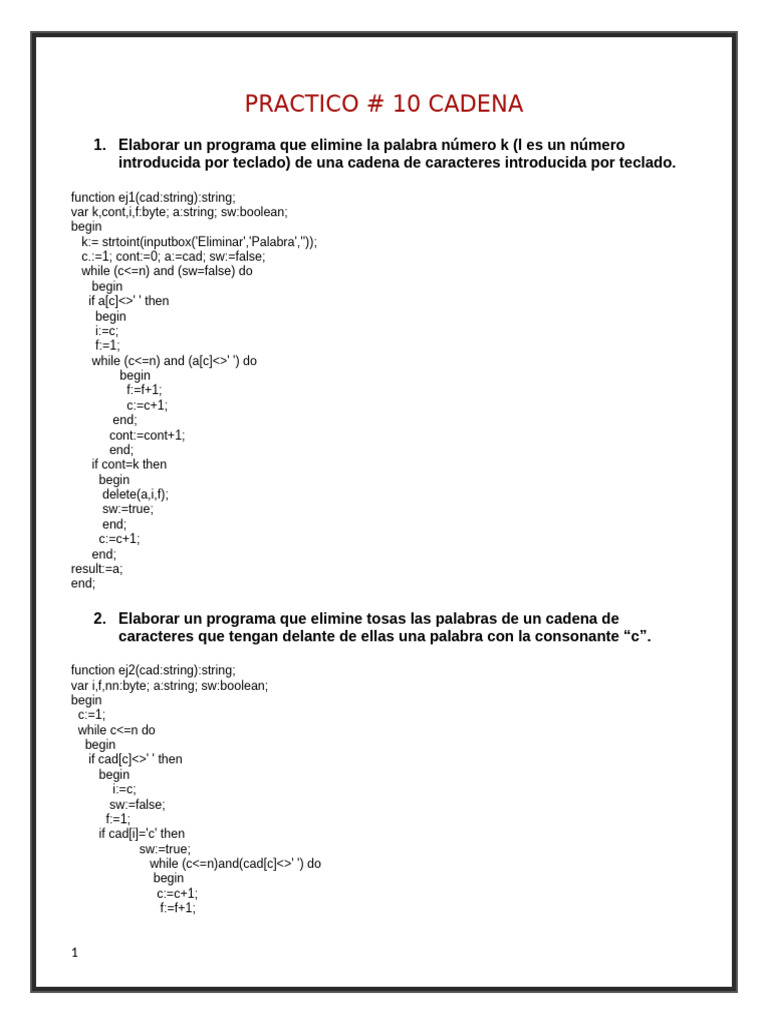 Cadenas 10 | PDF | Cadena (informática) | Ingeniería de software