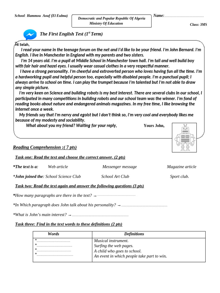 The First English Test | PDF | Linguistic Typology | Language Families