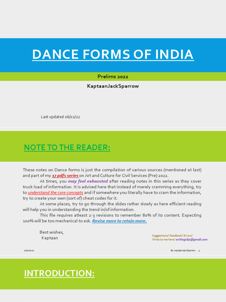 Dance Forms of India - KJS | PDF