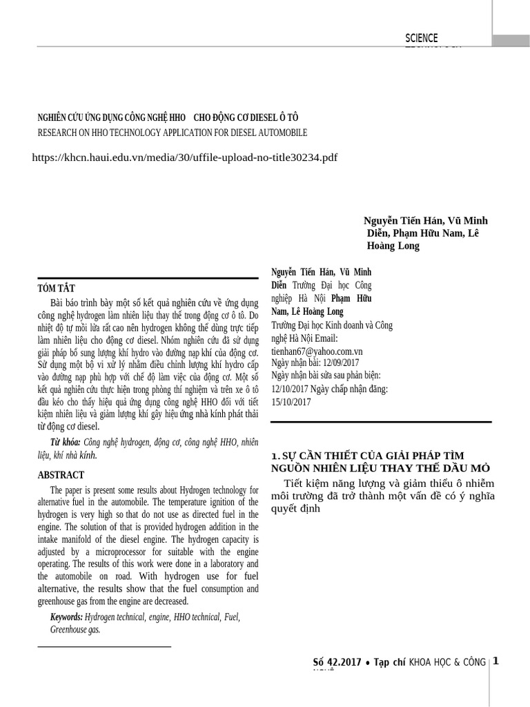 Nghiên C U Khí HHO S D NG Cho ĐC Diesel | PDF