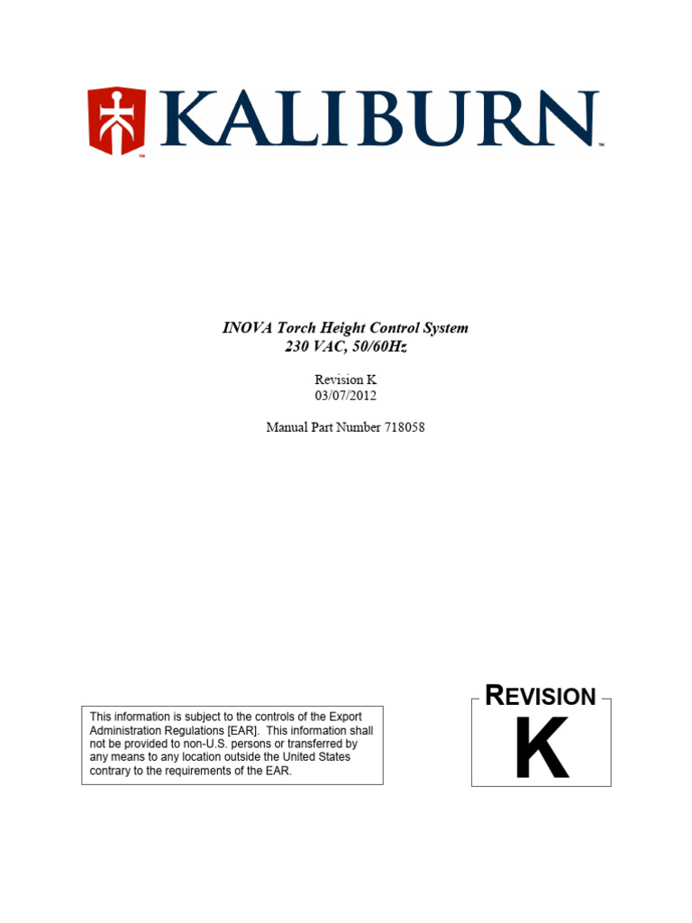 INOVA Torch Height Control Manual 230V | PDF | Relay | Power Supply
