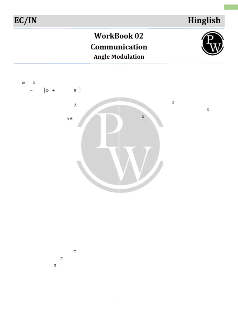 Angle Modulation Workbook 02 | PDF | Frequency Modulation | Modulation