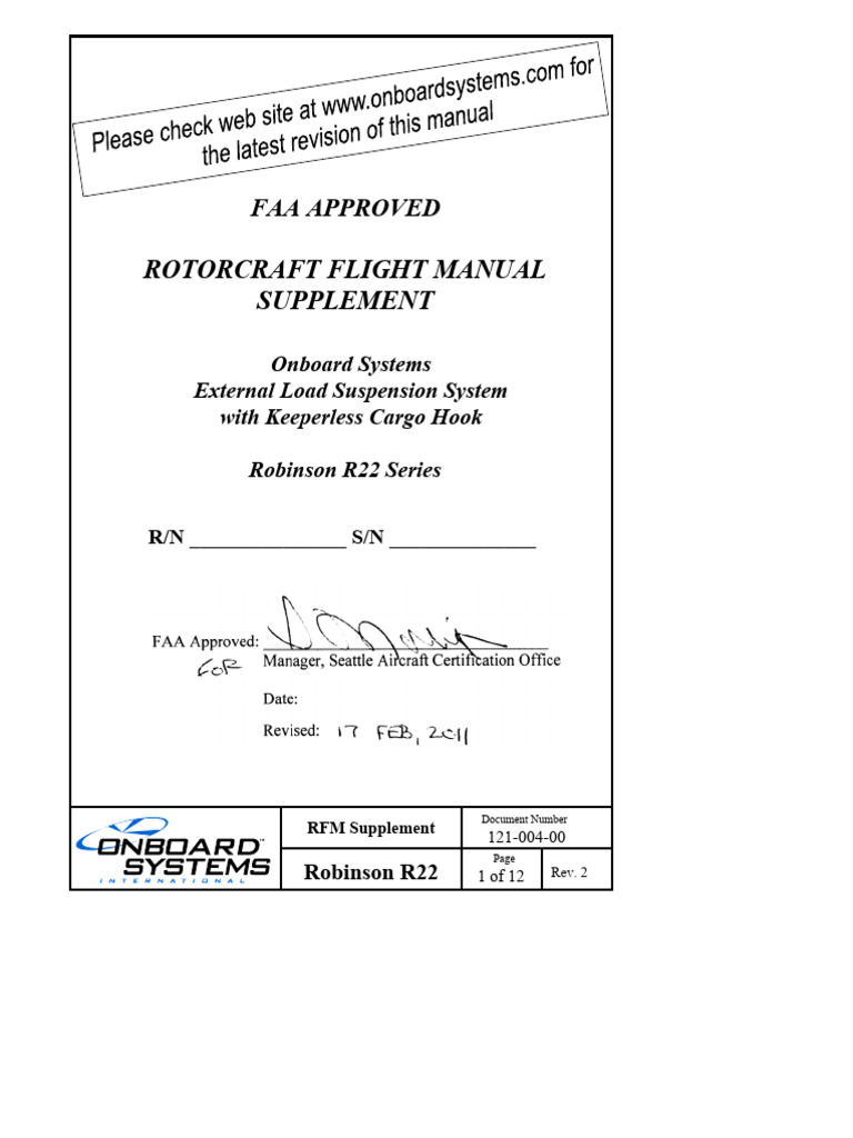 Robinson R22 Cargo Hook RFM Supplement | PDF | Electrical Connector ...