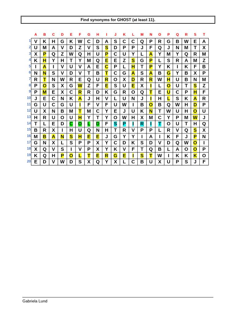 001a - STARTER - Halloween - Synonyms For Ghost - 07112024 | PDF