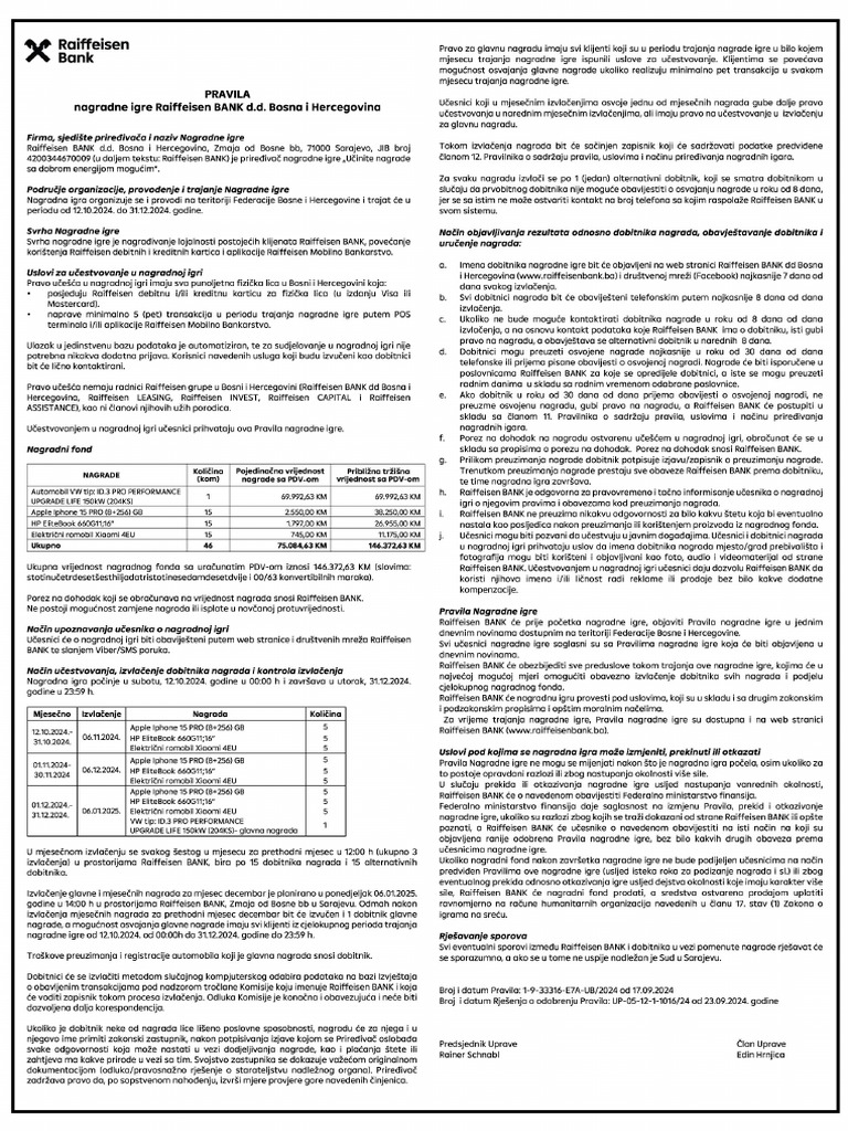 Pravila Nagradna Igra Oktobar | PDF
