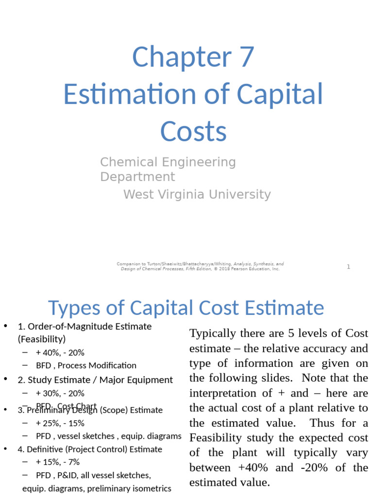 CH07-Estimation of Capital Costs-Ibrahim | PDF