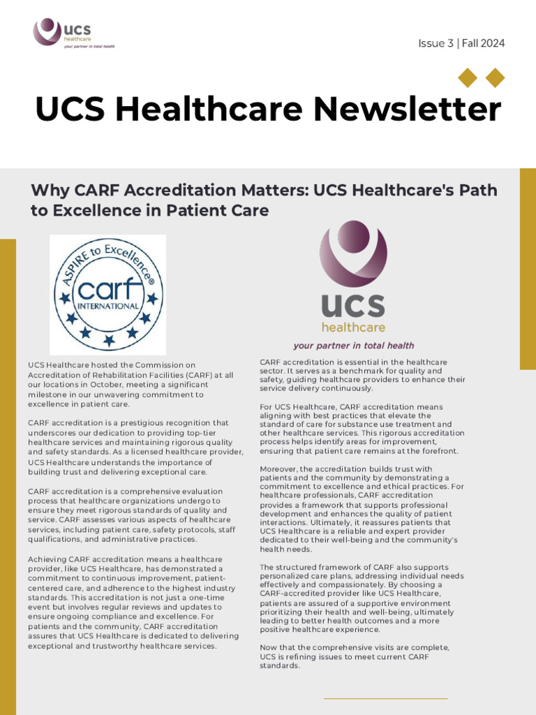UCS Healthcare Achieves CARF Accreditation | PDF | Health Care