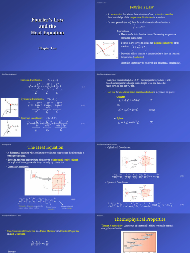 Fourier's Law and The Heat Equation | PDF | Thermal Conduction | Coordinate System