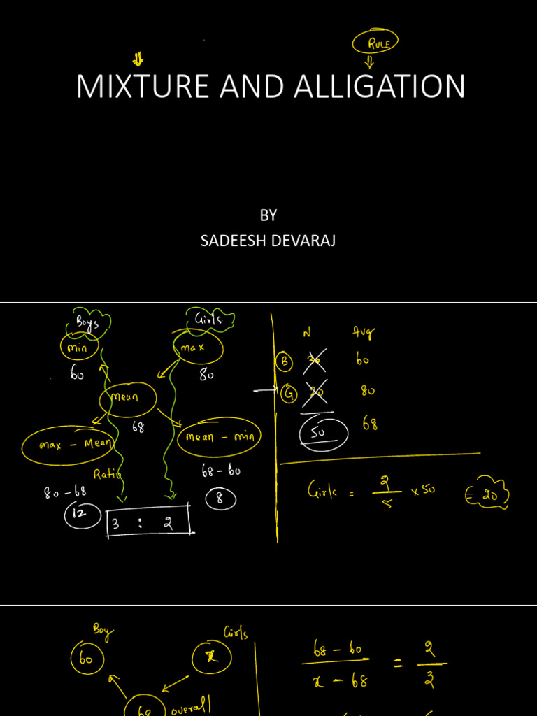 Mixture and Alligation | PDF | Ratio
