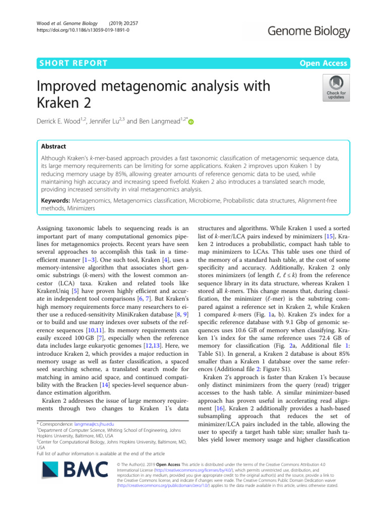 Kraken2: Manual and Usage Specifications | PDF | Dna Sequencing | Genome