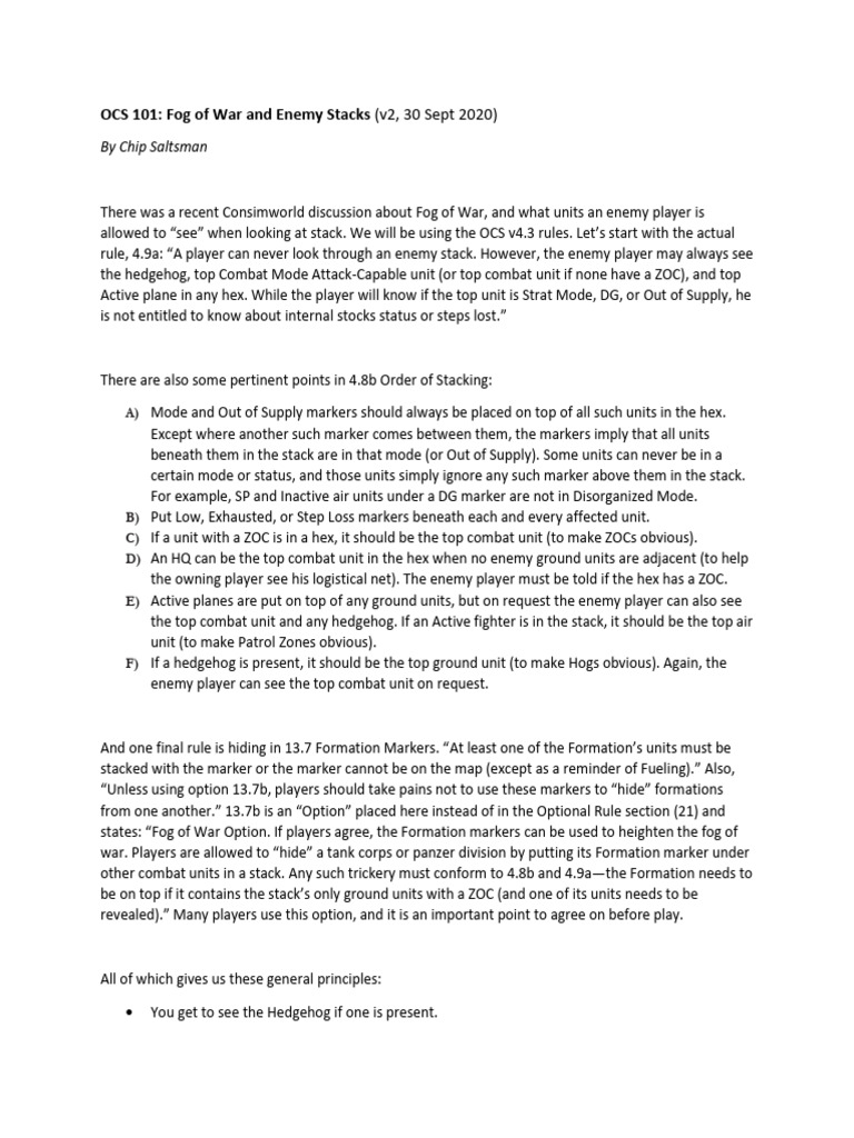 Fog of War Rules Interpretation v2 | PDF | Military | Warfare