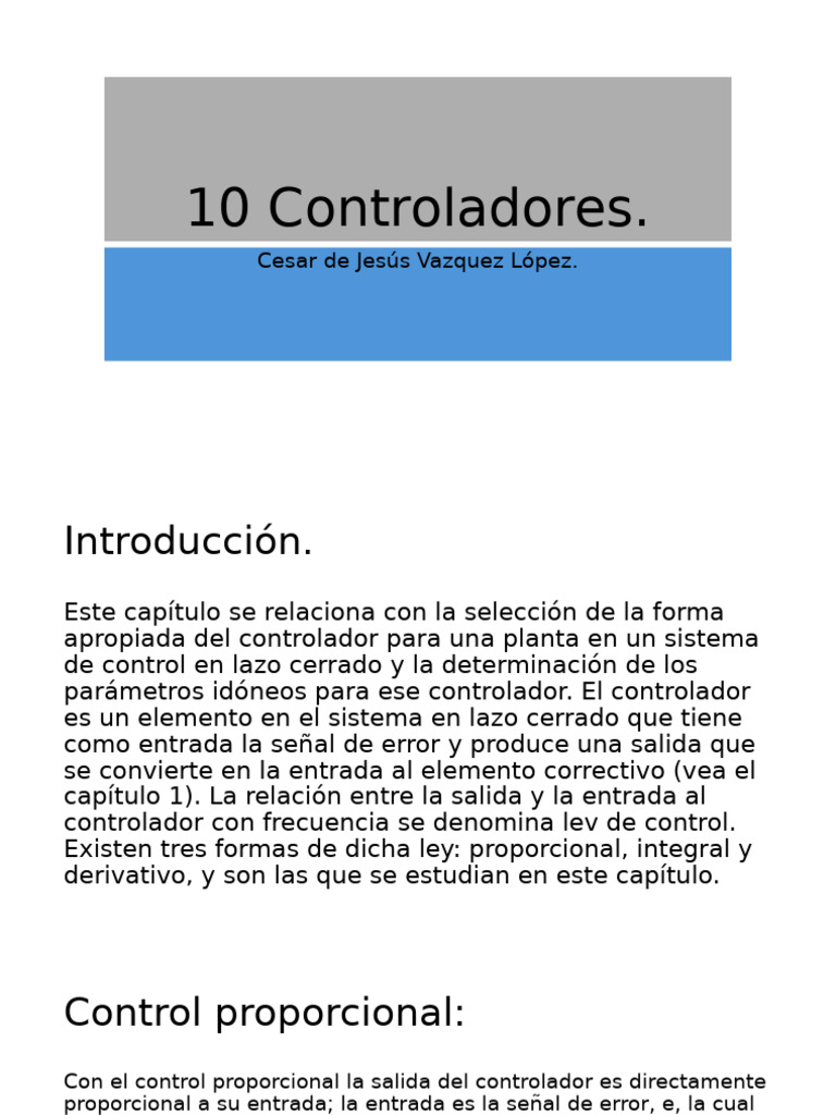 10 Controladores | PDF | Realimentación