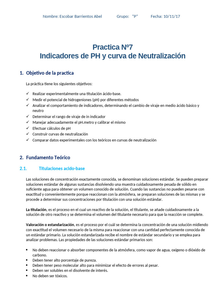 Labo Practica 7 | PDF | Ph | Valoración