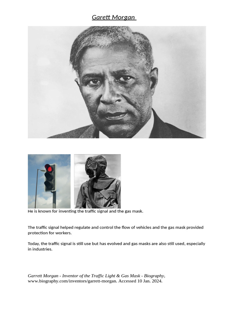 Garrett Morgan: Traffic Signal & Gas Mask Inventor | PDF | Technology ...